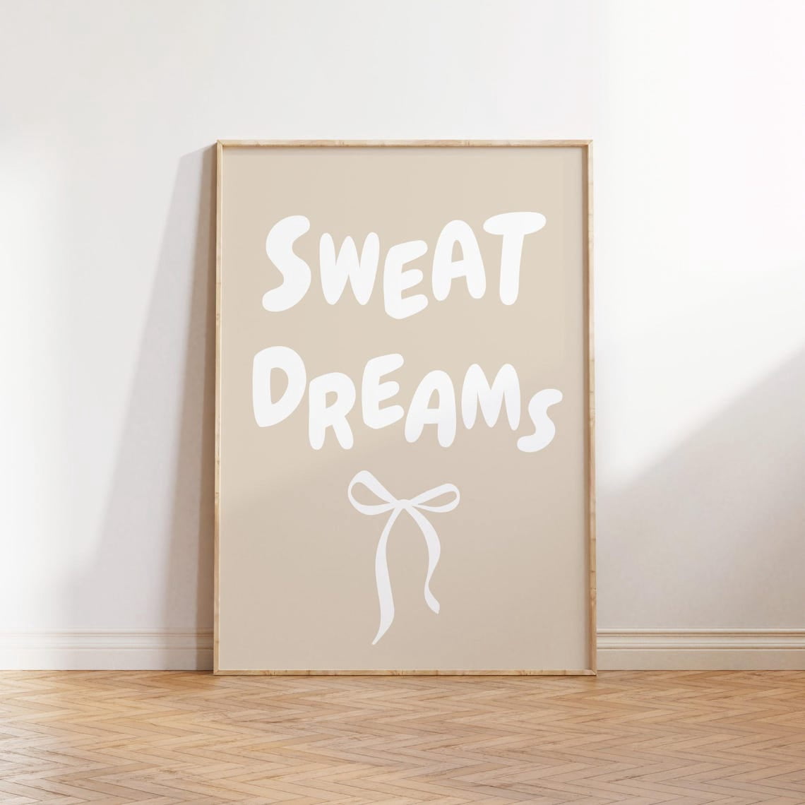 Beige Sweet Dreams Above Bed Wall Art Minimalist Nursery Decor Neutral ...