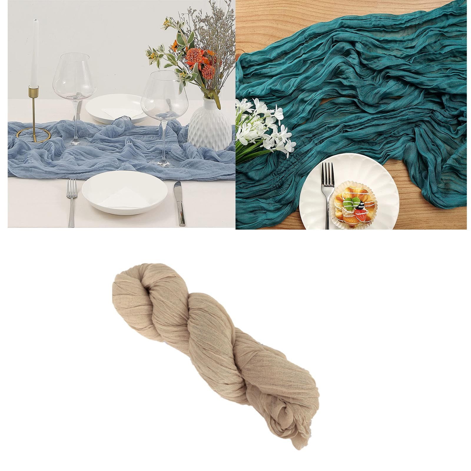 Beige Table Cloth 10Ft Cheesecloth Table Runner Fabric Boho Wedding ...