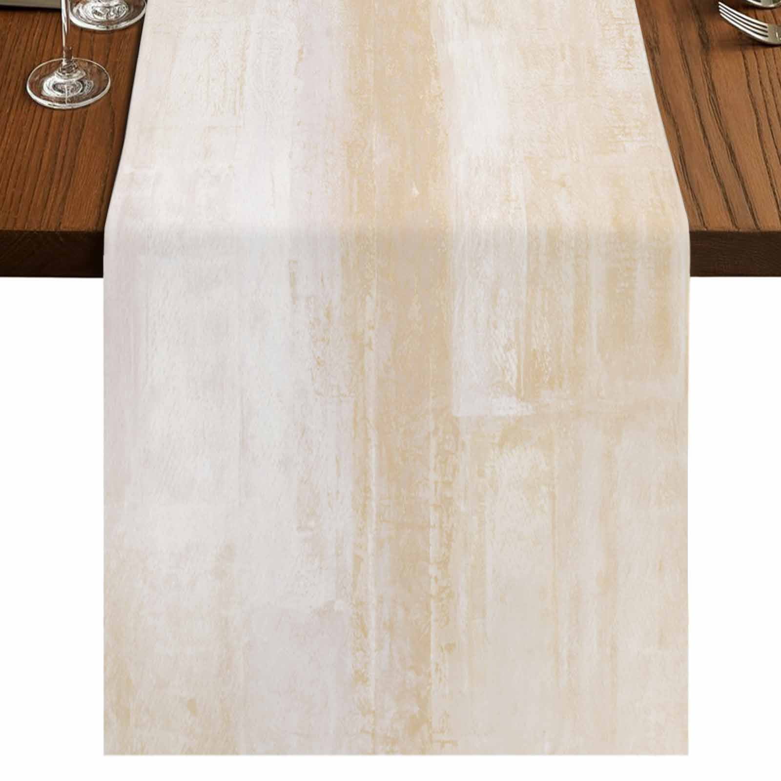 Beige Table Runner 120 Inches Long,Retro Oil Painting Modern Abstract ...
