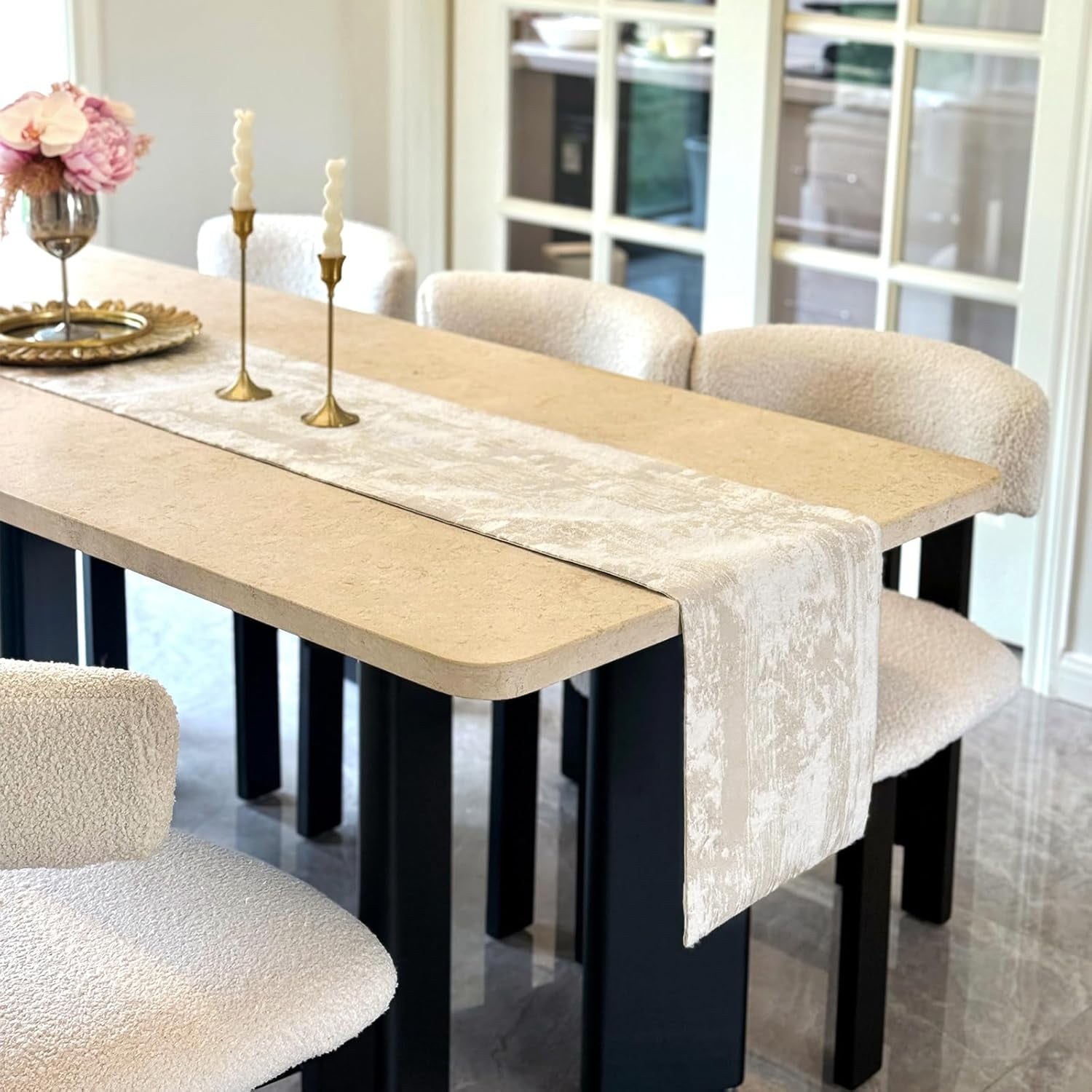 Beige Table Runner Modern Art Farmhouse Table Runners Retro Rustic ...