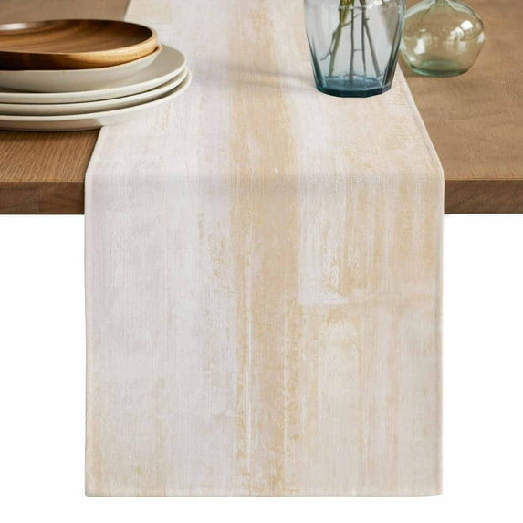 Beige Table Runner, Retro Oil Painting Modern Abstract Art Aesthetics ...