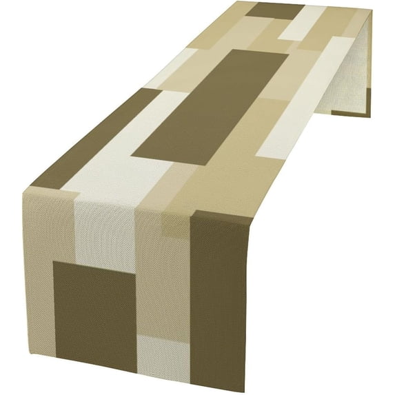 Beige Table Runner White Beige Modern Abstract Geometric Kitchen Dinner ...