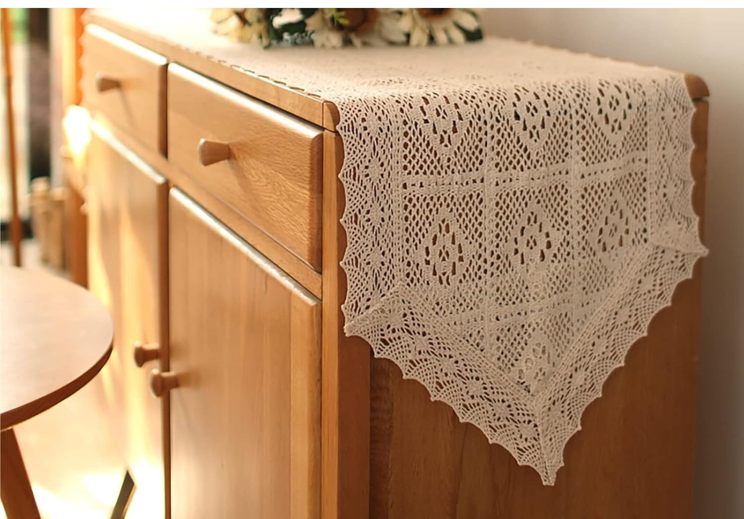 Beige Tablecloth Dresser Scarf Runners and Toppers for Dinning Room ...