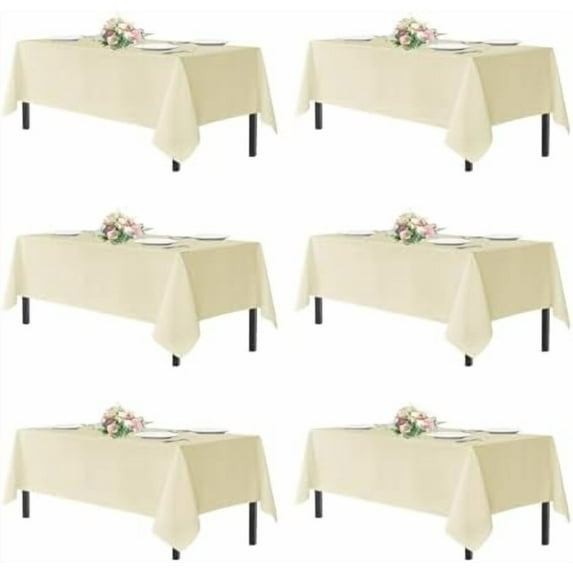 Beige Tablecloths for 6 Foot Rectangle Tables, 6 Pack - 60x102 Inch ...