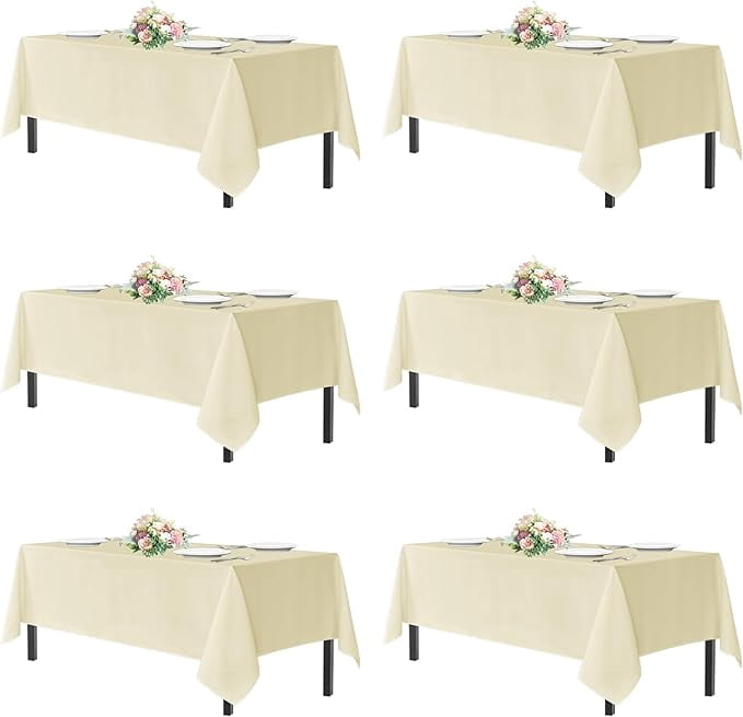 Beige Tablecloths for 8 Foot Rectangle Tables, 6 Pack - 60x120 Inch ...