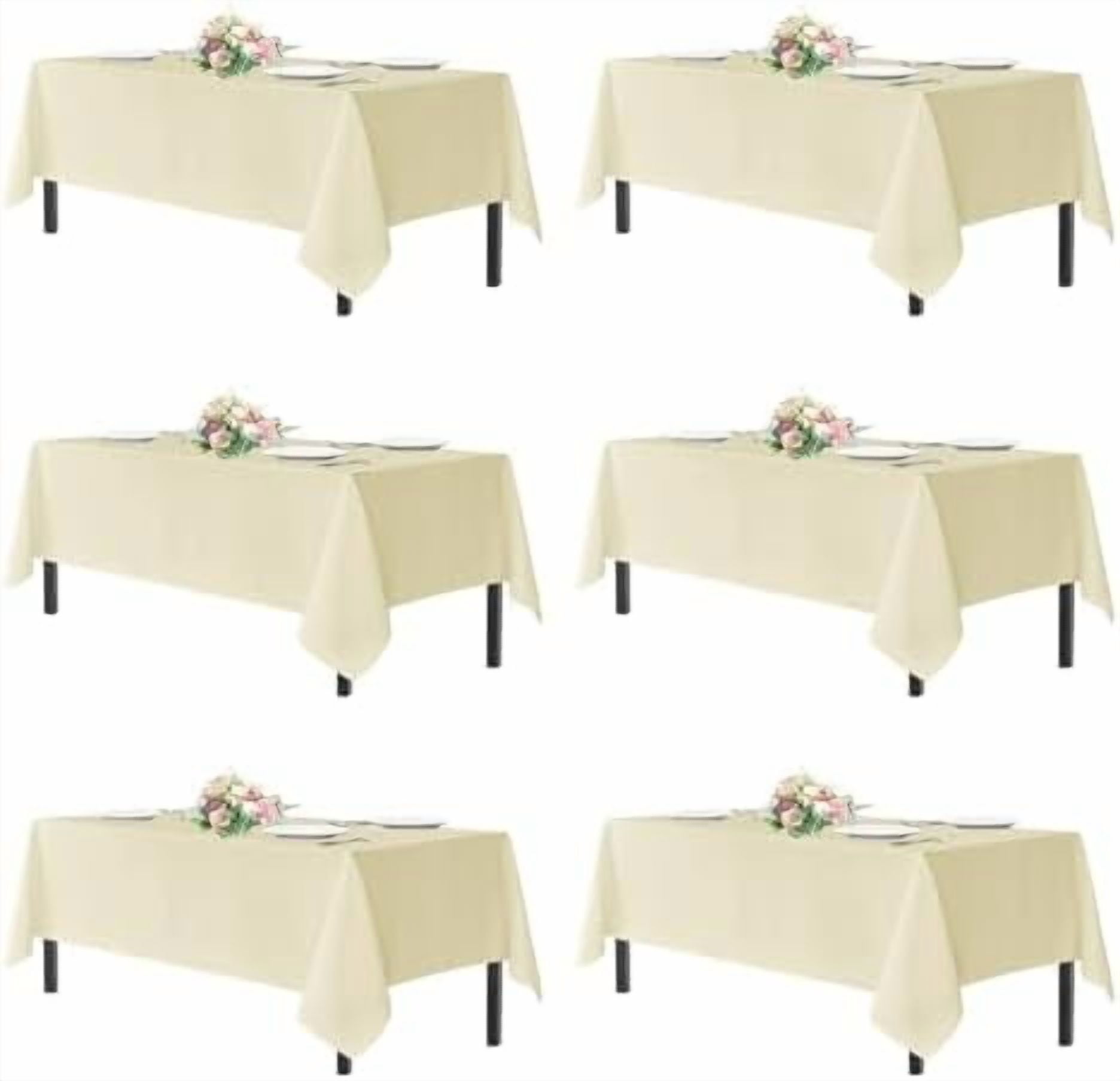 Beige Tablecloths for 8 Foot Rectangle Tables, 6 Pack - 60x120 Inch ...