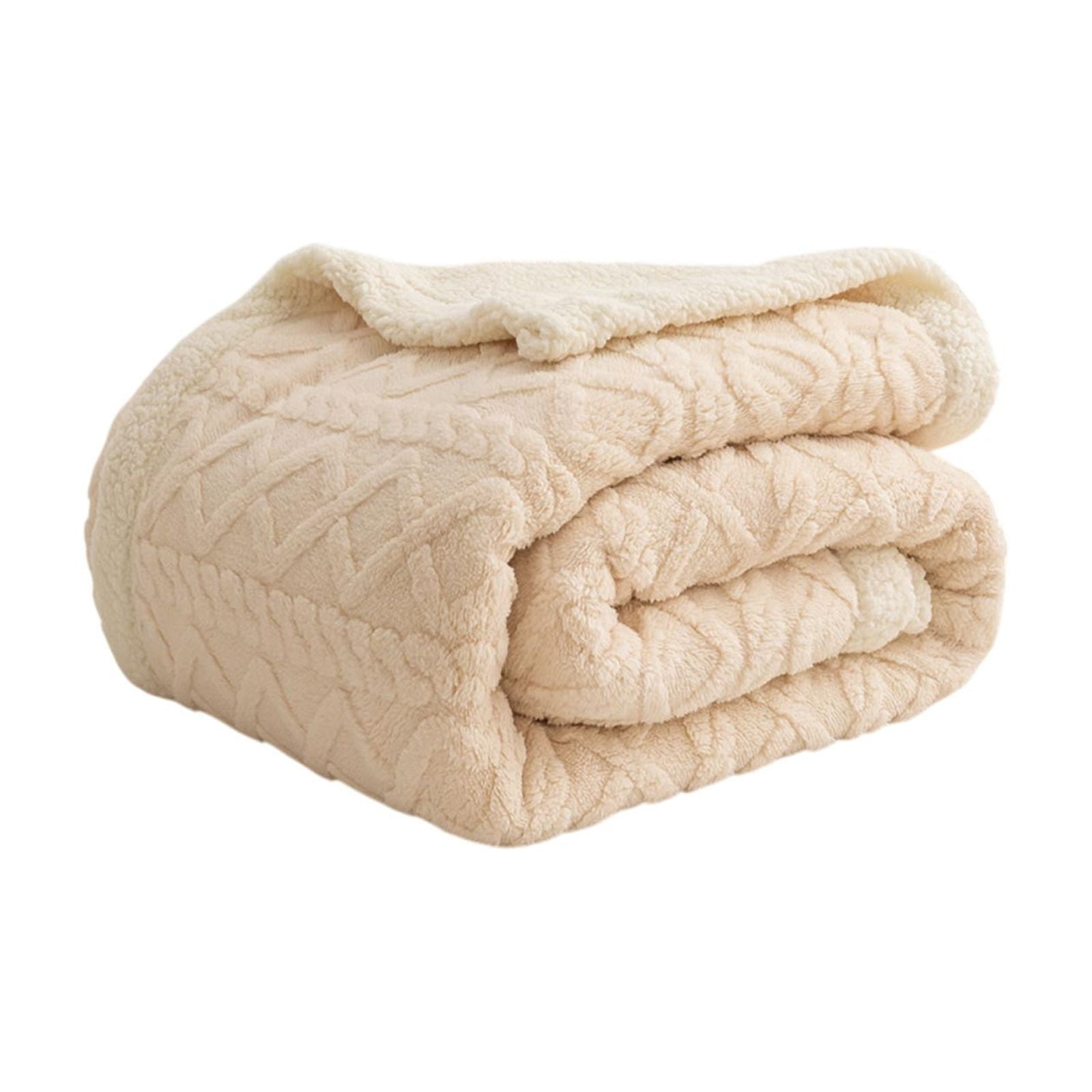 Beige Taffeta Fleece Blanket Double-Layer Soft Lambswool For Office Nap ...