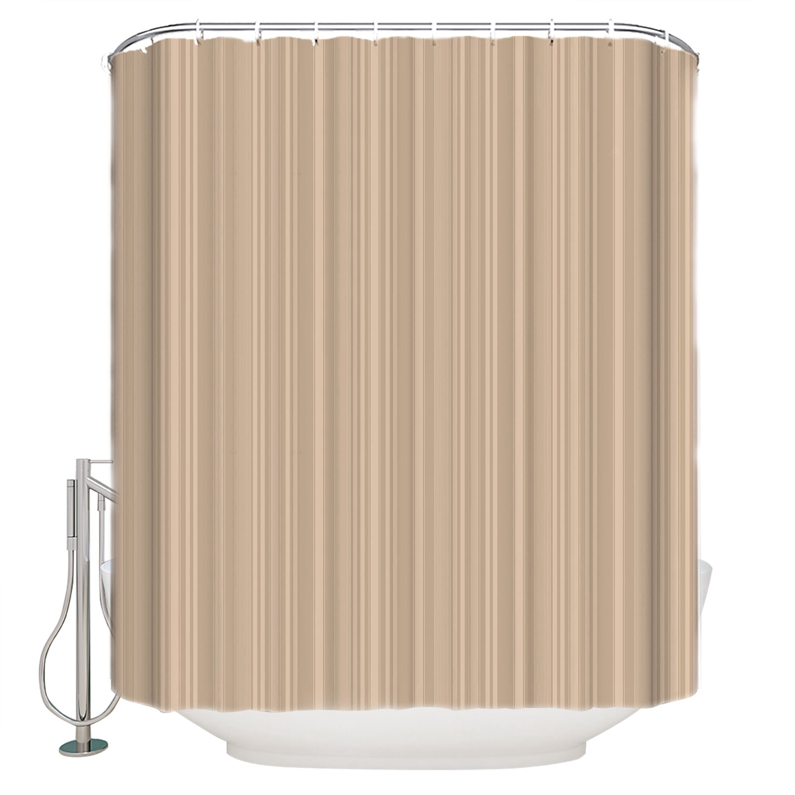 Beige Tan Bathroom Shower Curtains with 12 Hooks Polyester Waterproof ...