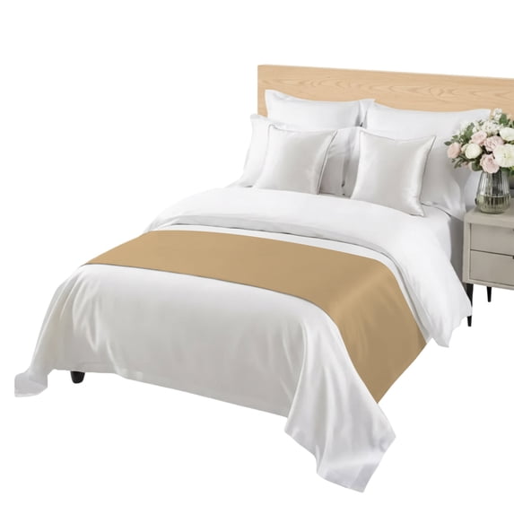 Beige Tan Bed Runner for Cal King Size Bed, Light Brown Solid ...