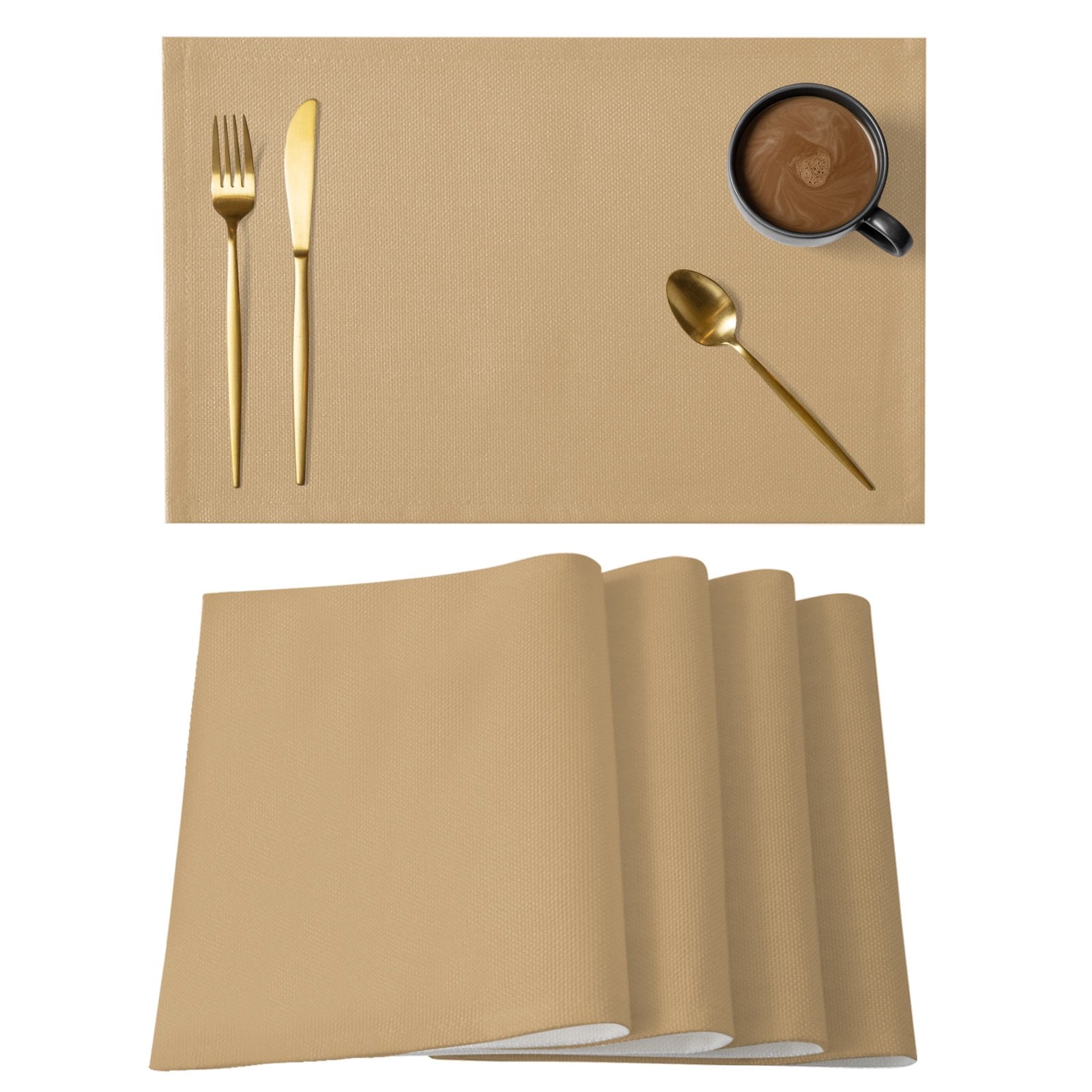 Beige Tan Cotton Linen Placemats Set of 1, Light Brown Solid Background ...