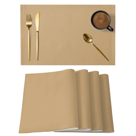 Beige Tan Cotton Linen Placemats Set of 8, Light Brown Solid Background ...