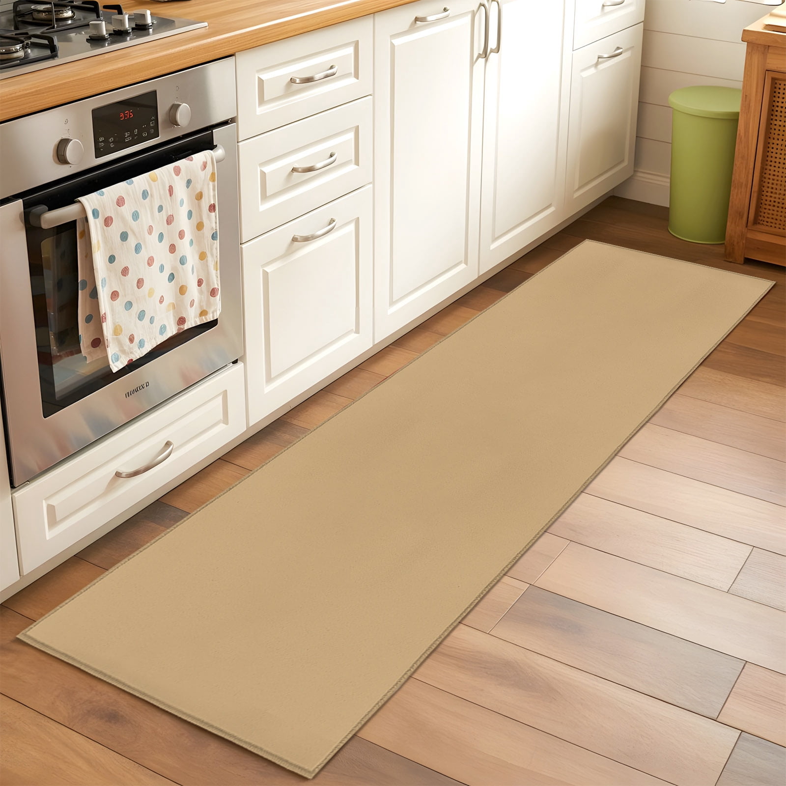 Beige Tan Hallway Washable Runner Rug 2x6 Light Brown Solid Background ...