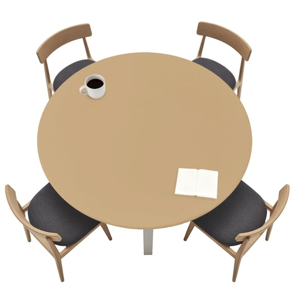 Beige Tan Round Fitted Table Cover Light Brown Solid Background ...