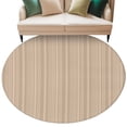 Beige Tan Round Rug 7ft Washable Circle Rugs Non Slip Farmhouse Striped ...