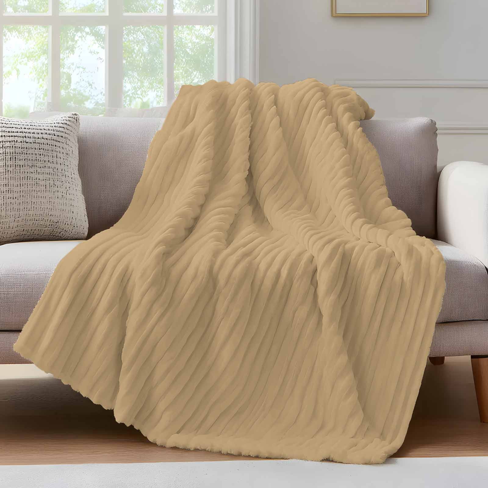 Beige Tan Throw Blanket for Couch Light Brown Solid Background Autumnal ...