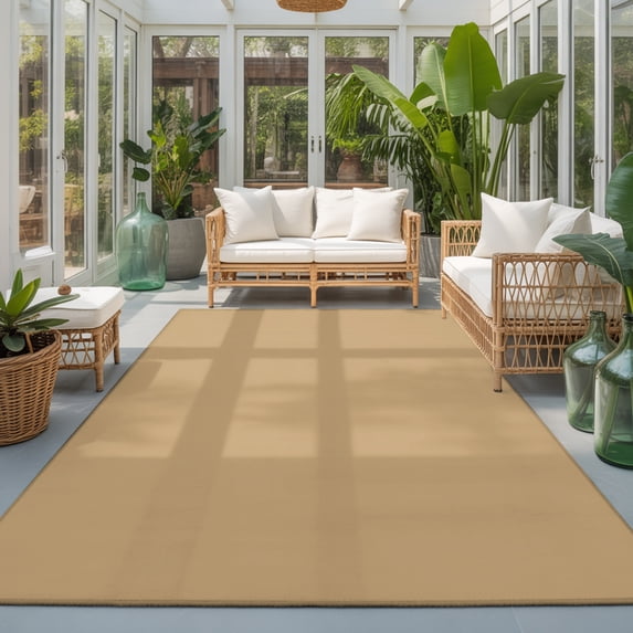 Beige Tan Washable Living Room Rugs 5'x7', Light Brown Solid Background ...