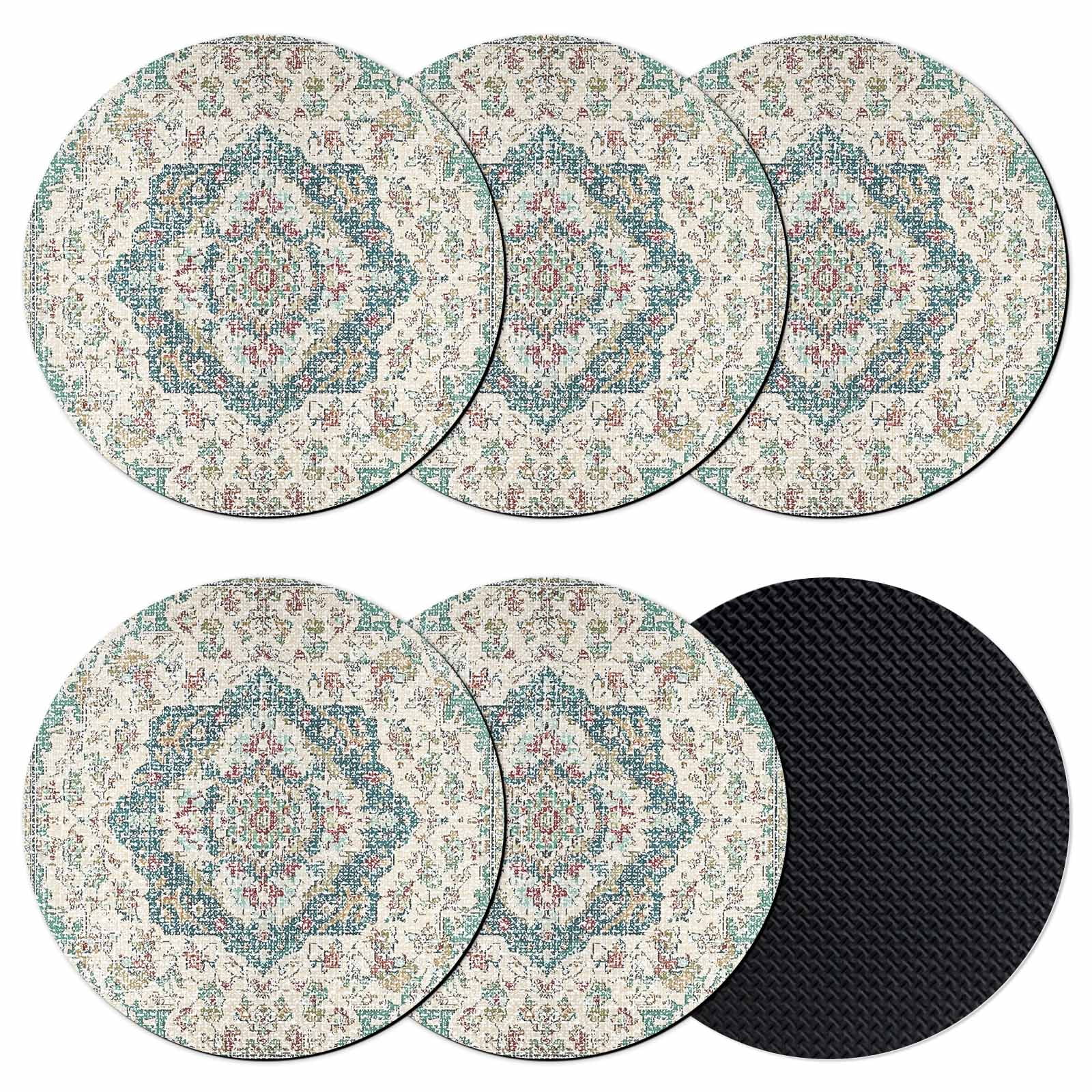 Beige Teal Boho Coasters Set of 6, Absorbent Coasters for Drinks ...
