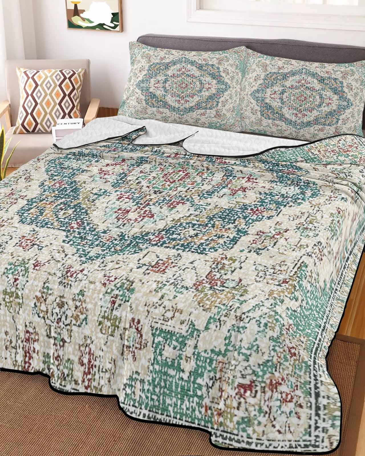 Beige Teal Boho King Size Down Alternative Comforter, Lightweight ...