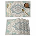 Beige Teal Boho Placemats Set of 6,Cotton Linen Fabric Place Mats ...