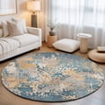 Beige Teal Copper Rust Round Living Room Rugs 5 ft, Abstract Vintage ...