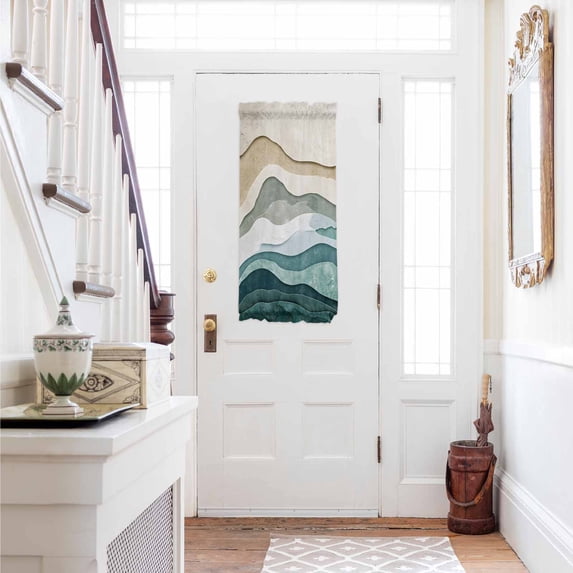 Beige Teal Ombre Door Curtains for Door Window, French Sidelight Front ...