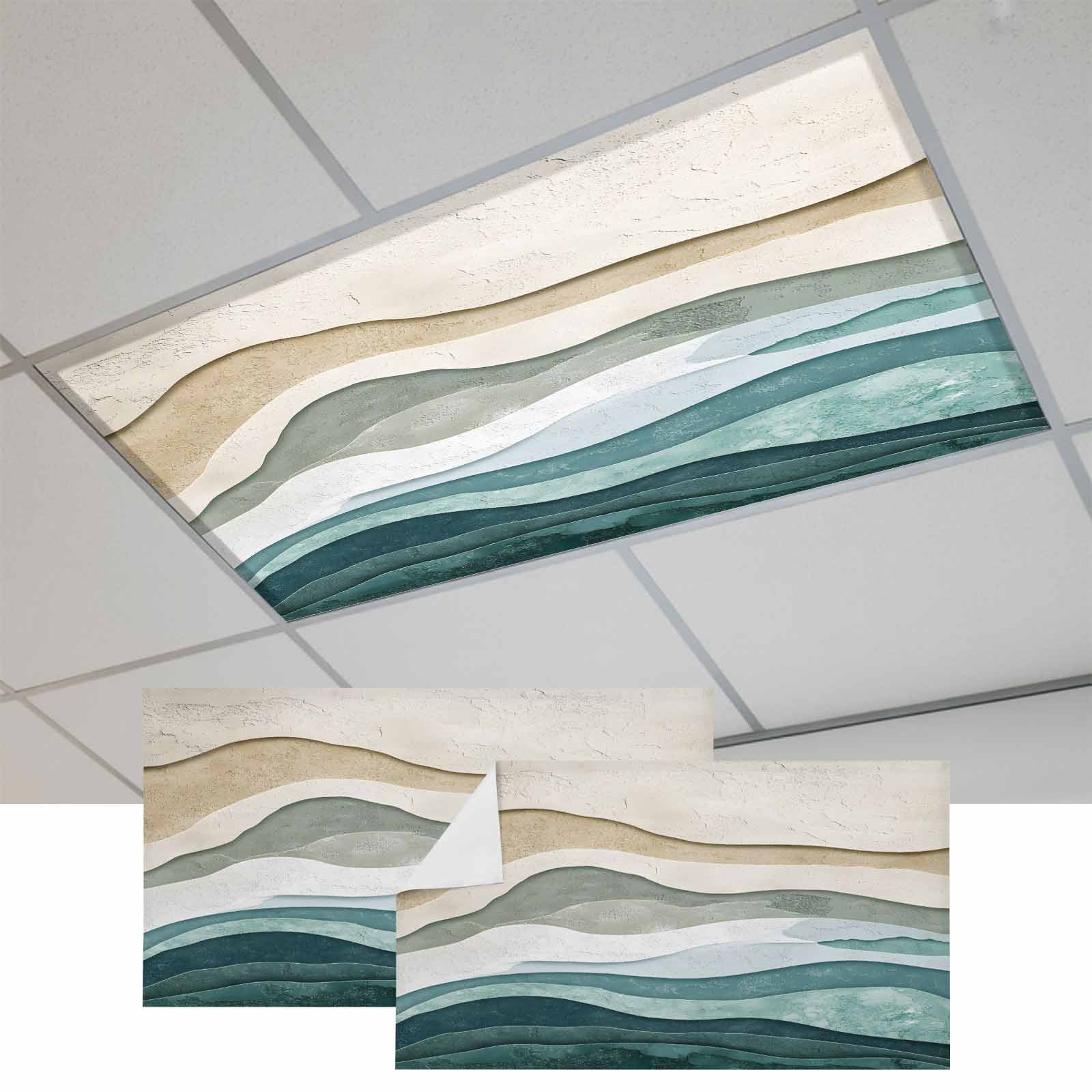Beige Teal Ombre Fluorescent Light Covers, Modern Geometric Aesthetics ...