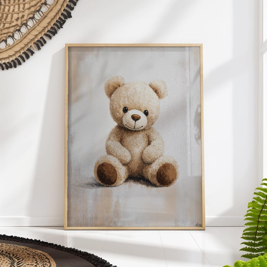 Beige Teddy Bear Nursery Wall Art - Neutral Baby Room Decor Wall Art ...
