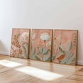 Beige Terracotta Floral Modern Botanical Wall Art Set 3 Unframed Paper ...