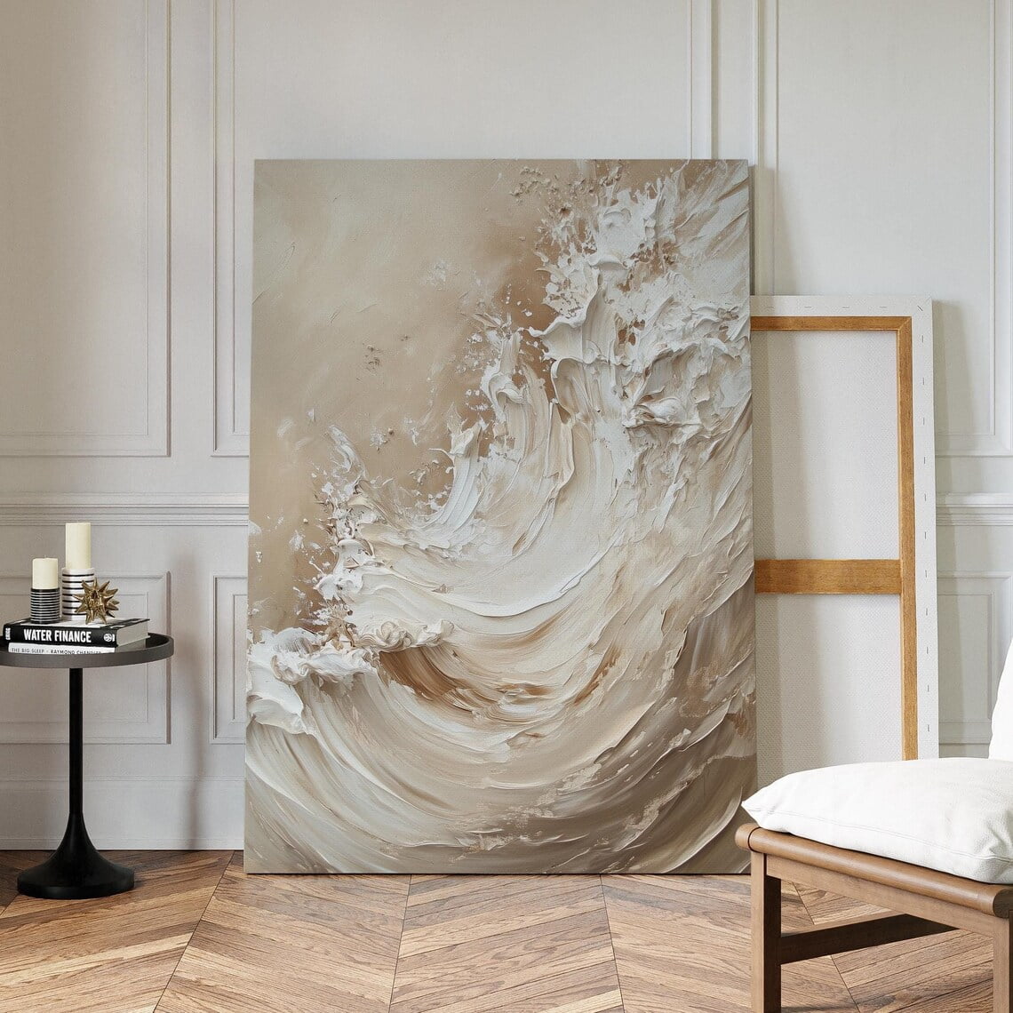 Beige Textured Painting Japandi Wall Art, Wabi Sabi Wall Art, Mid Century Modern Decor, Living ...