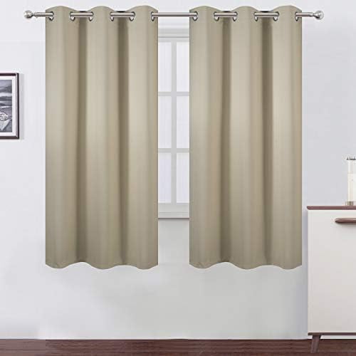Beige Thermal Blackout Curtains/38 x 63 Inch/Set of 2 Panels Room ...