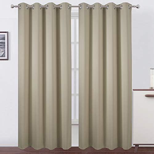 Beige Thermal Blackout Curtains/52 x 95 Inch/Set of 2 Panels Room ...