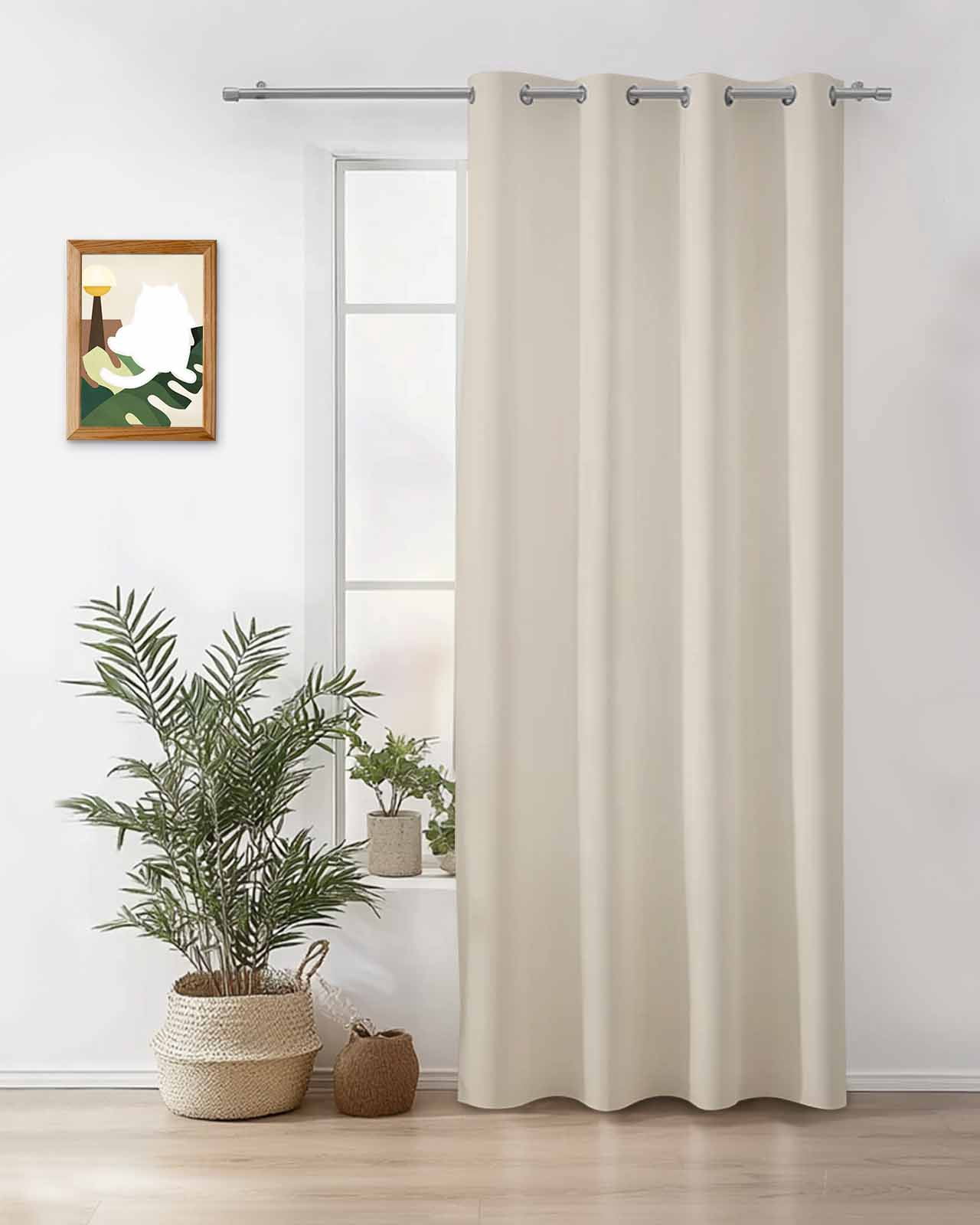 Beige Thermal Insulated Blackout Curtains for Bedroom 72 Length White ...