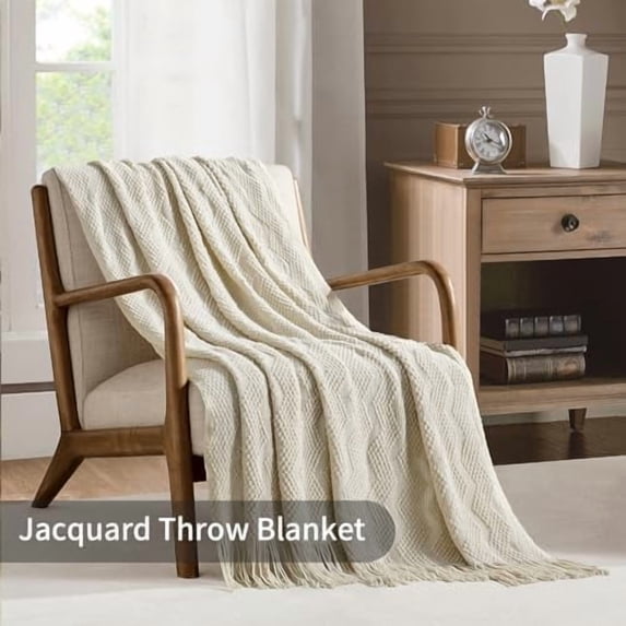 Beige Throw Blanket 50x60 Inches Throw Textured Solid Soft Ripple ...