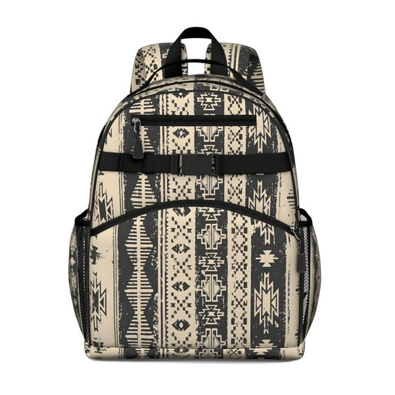 Black Geometric Triangle Diamond Pattern Backpack for School,Cute ...