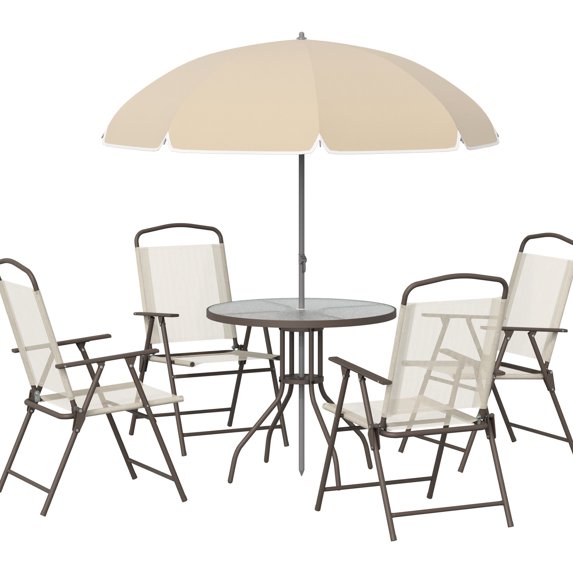 Beige Tone - 4-Person Outdoor Set - Backyard and Pool - Stylish Setup ...