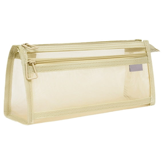 Beige Transparent Large Capacity Pencil Case Student Stationery Pouch ...