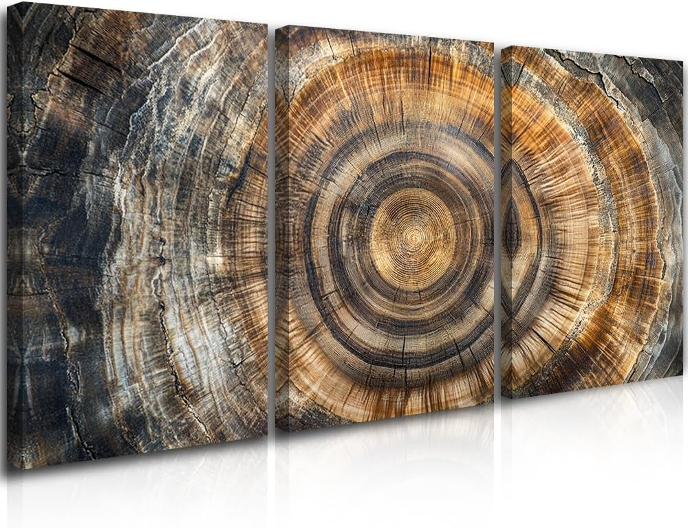 Beige Tree Ring Prints Set of 3 Nordic Tree Stump Art for Bedroom ...