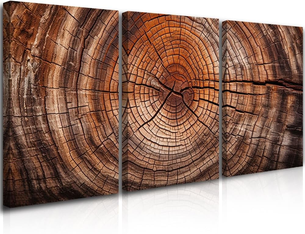 Beige Tree Ring Prints Set of 3 Nordic Tree Stump Art for Bedroom ...