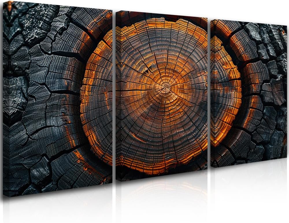 Beige Tree Ring Prints Set of 3 Nordic Tree Stump Art for Bedroom ...