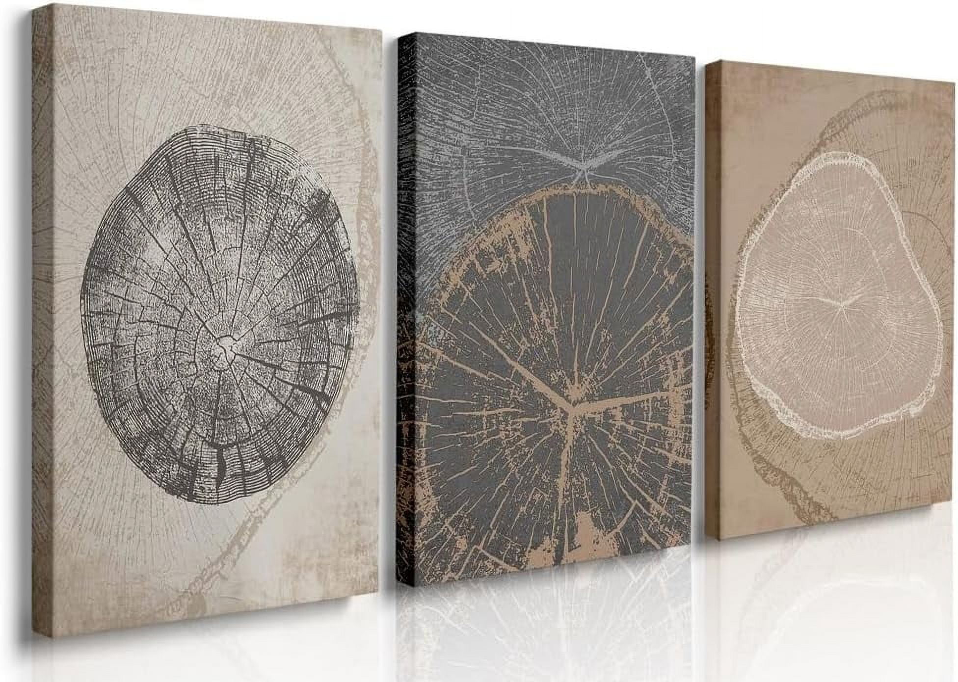 Beige Tree Ring Wall Art, Pastel Gray Artwork,Minimalist Wall Art-16 ...