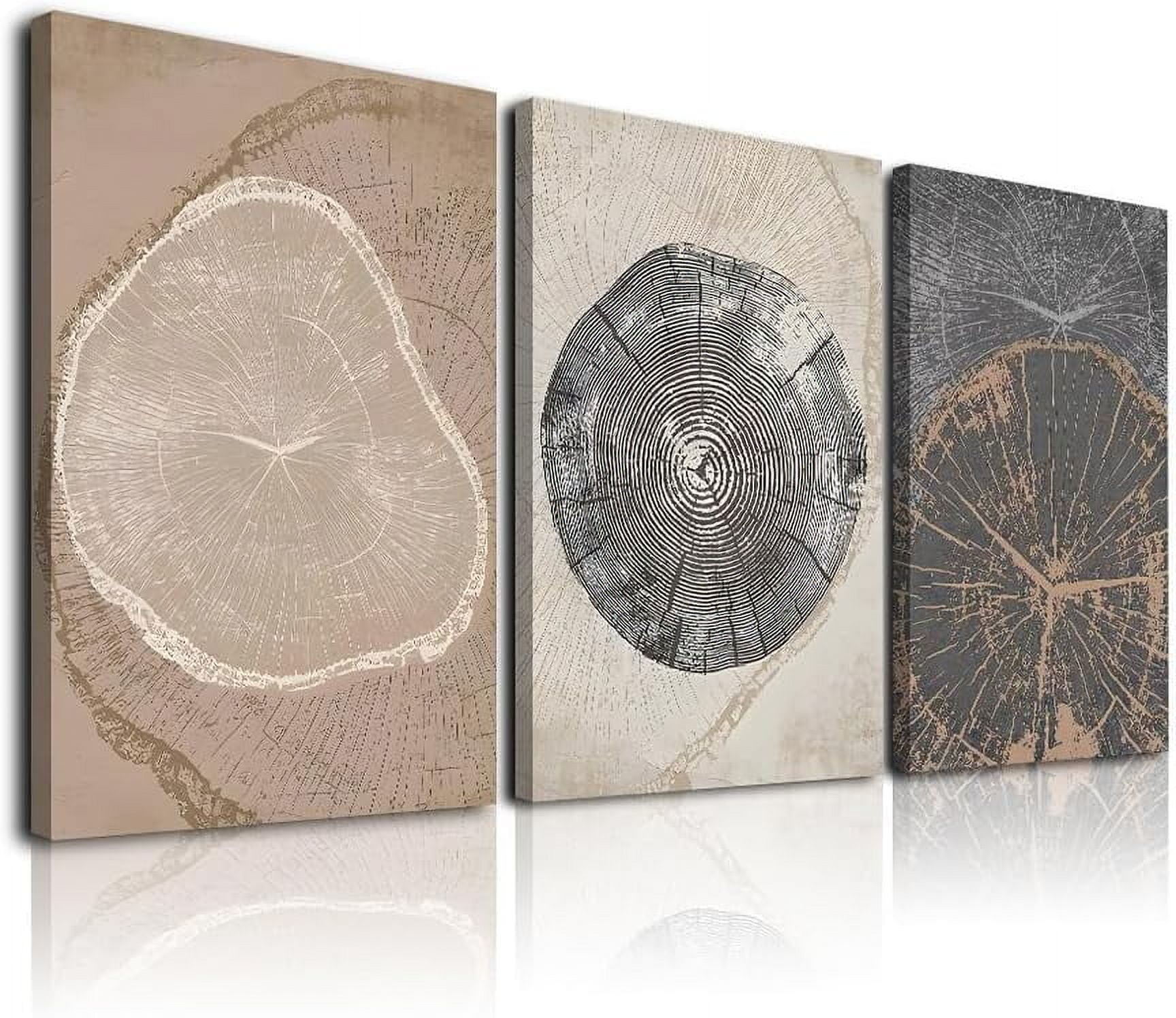 Beige Tree Ring Wall Art Set of 3, Framed Canvas Wall Art Nordic Prints ...
