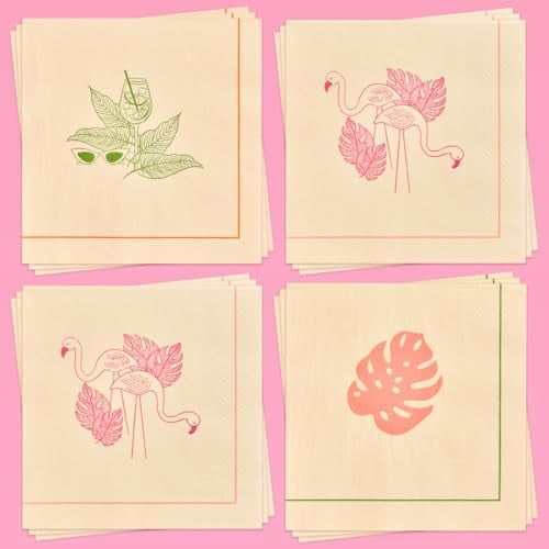 Beige Tropical Vacation Napkins - 3-ply, 24 pcs | Bachelorette Cocktail ...