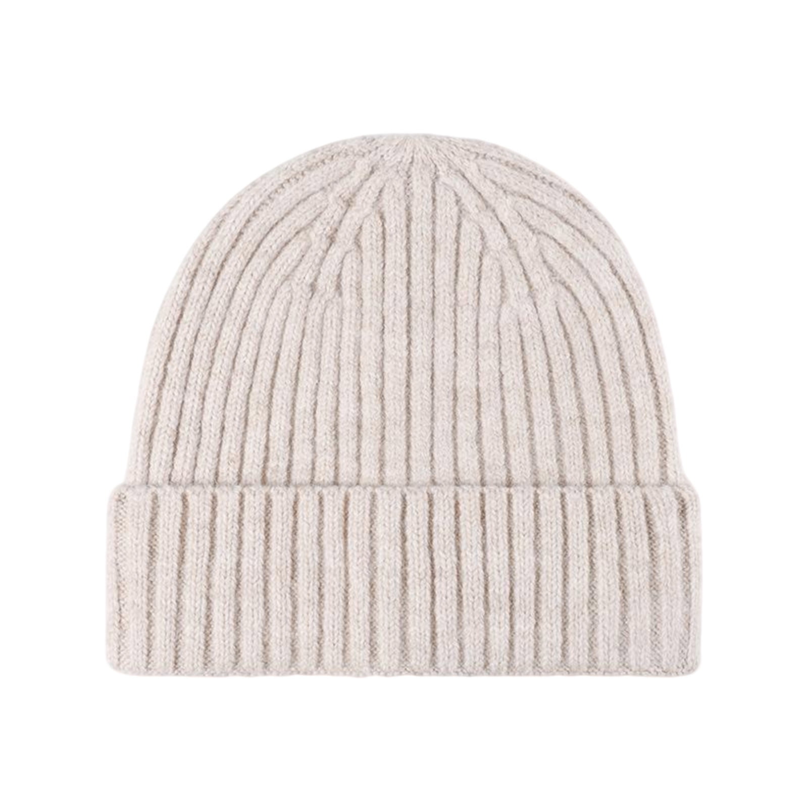 Beige Unisex Solid Color Knit Beanie For Men Women Outdoor Winter Warm ...