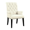 Beige Upholstered Arm Chair with Tapered Legs / Button - Tufted Back ...
