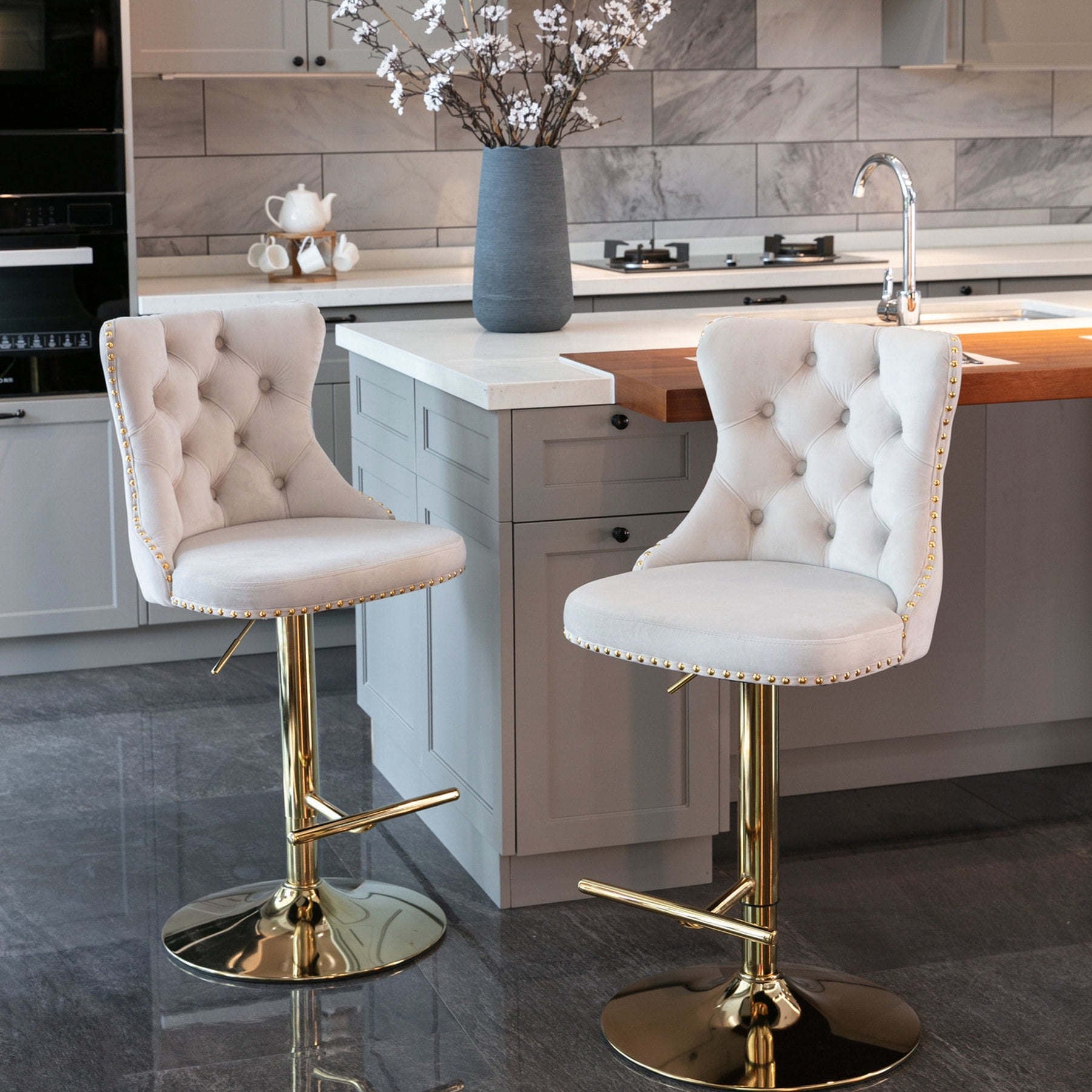 Beige Upholstered - Cupreous Nailheads Aesthetic - Pub Socializing ...