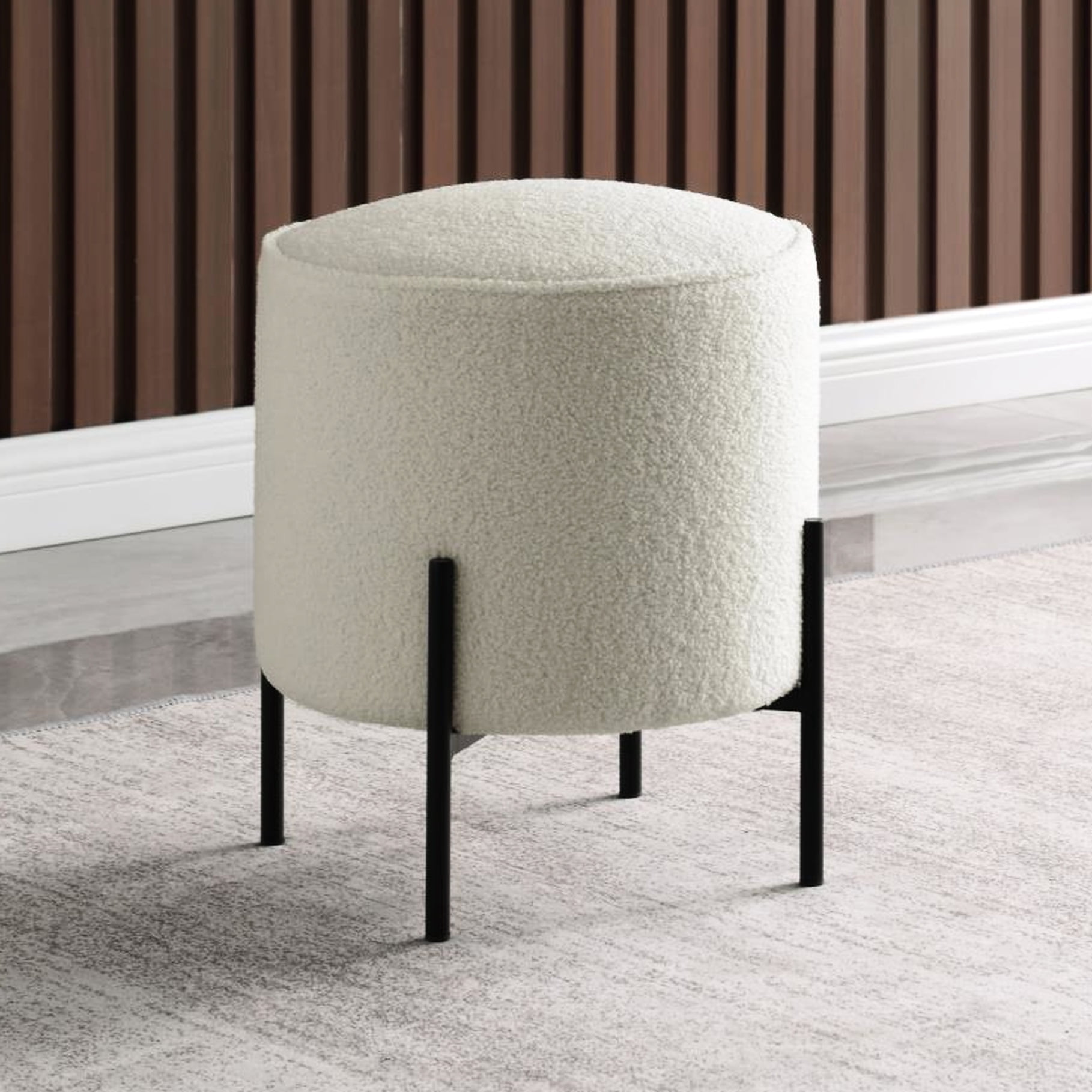 Beige Upholstered With Round Form And Matte Black Legs Modern Solid ...