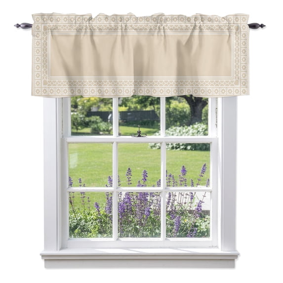 Beige Valance Curtain 1 Panel, Boho Diamond Pattern Border Rustic ...