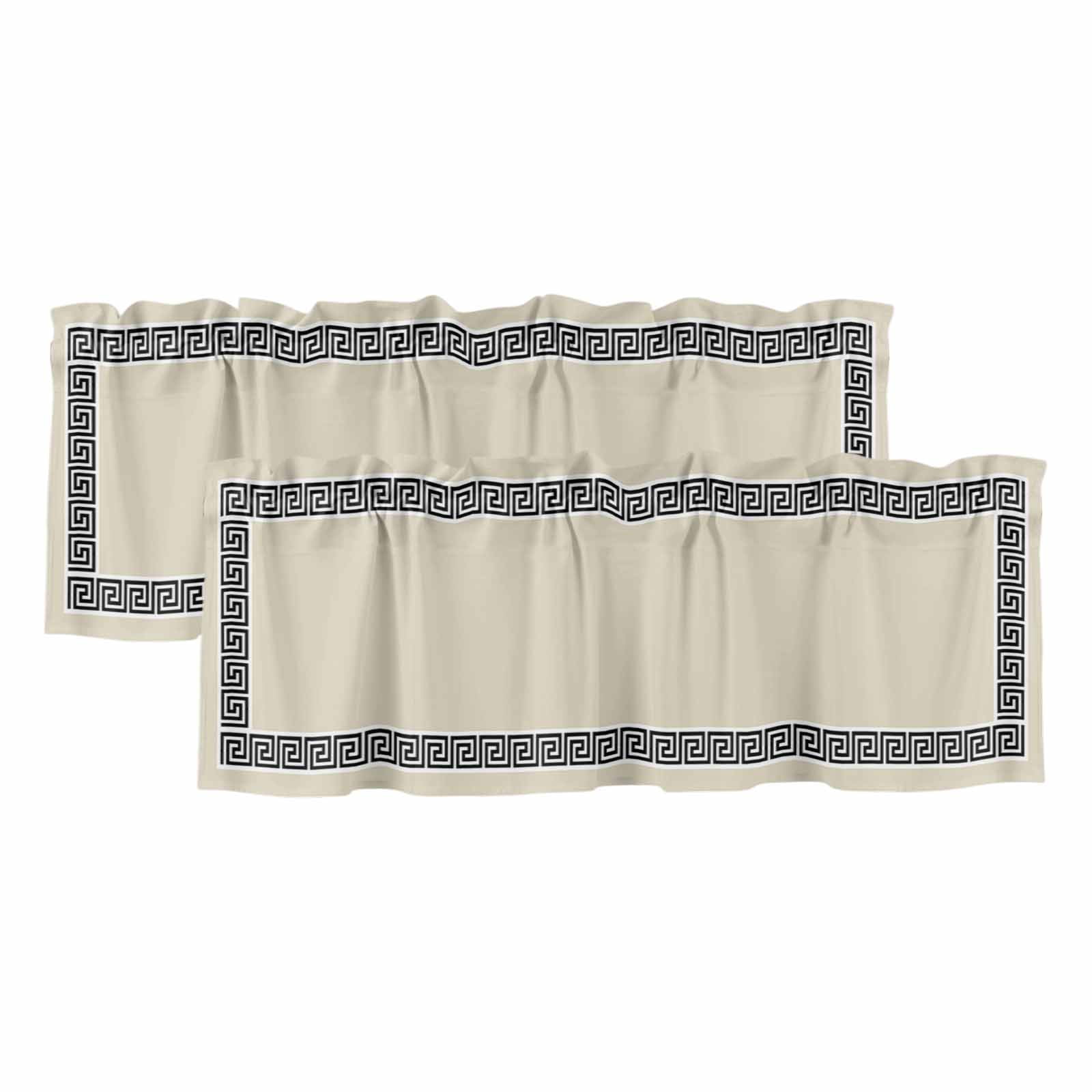 Beige Valances for Windows 2 Panels Greek Chinese Style Border ...