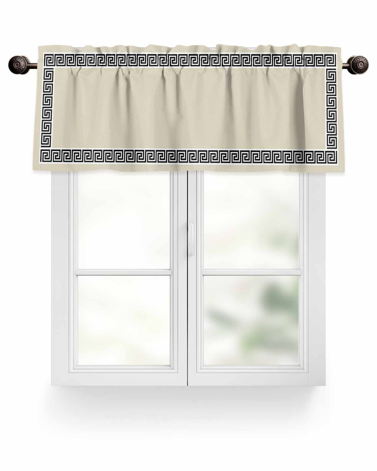 Beige Valances for Windows Greek Chinese Style Border Geometric Valance ...