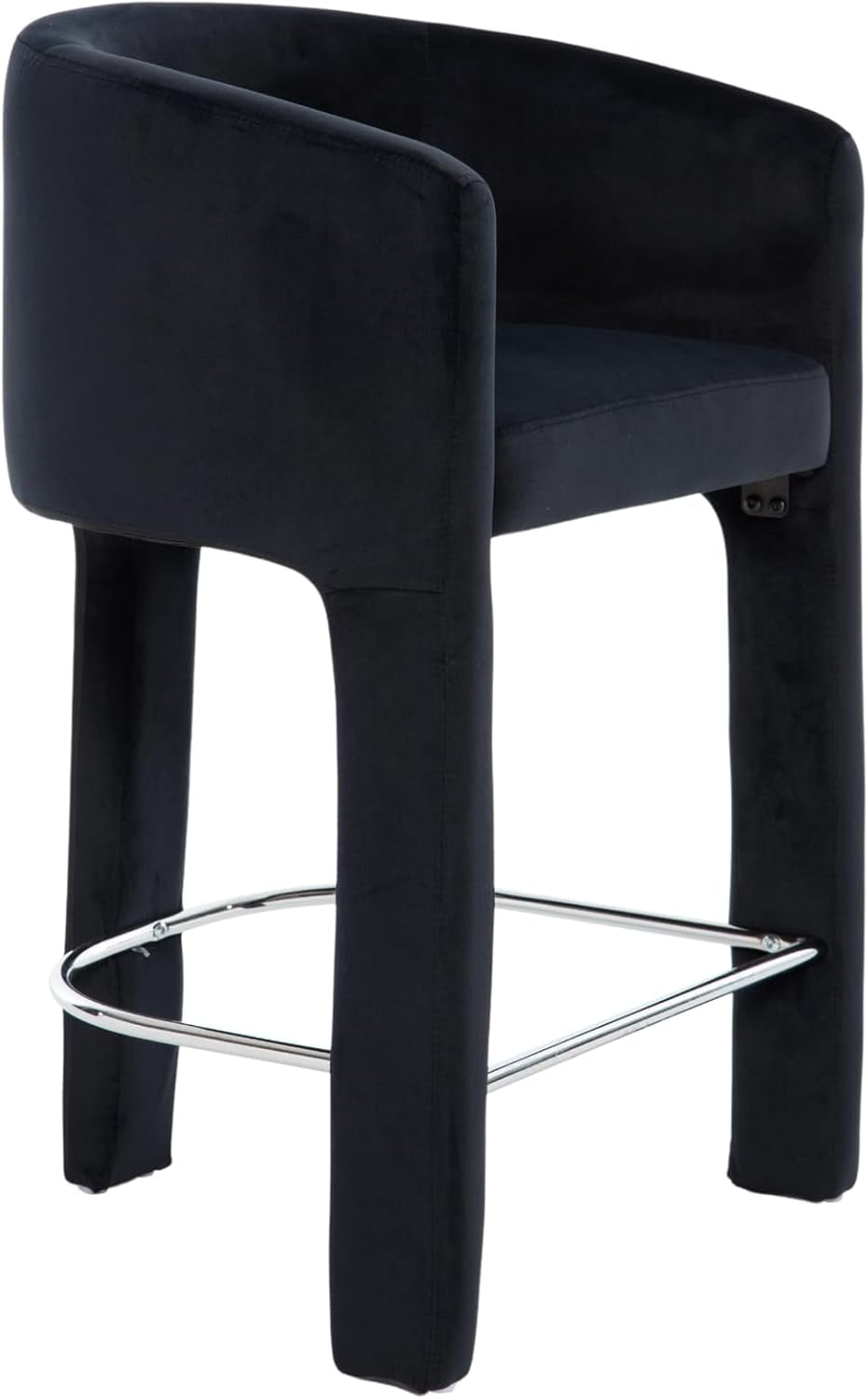 Beige Velvet Counter Height Bar Stools Barrel Counter Stools 26 Inch ...